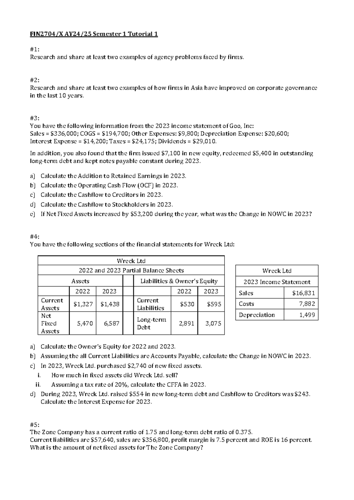 FIN2704 AY24-25 Sem1 Tutorial 1 Questions - FIN2704/X AY24/25 Semester 1 Tutorial 1 #1: Research ...
