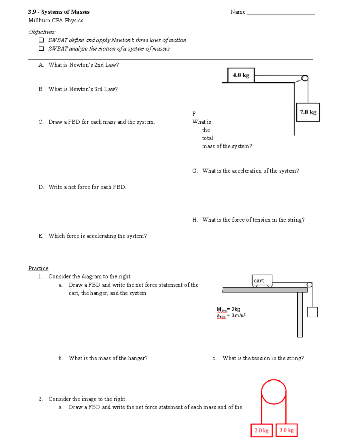 3.9 - Systems - 3 - Systems of Masses Name ...