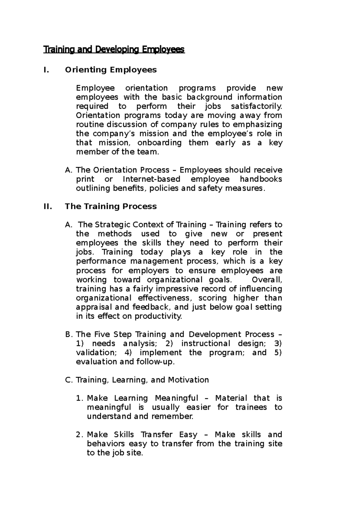 Training and Developing Employees - Human Resource Management - Studocu