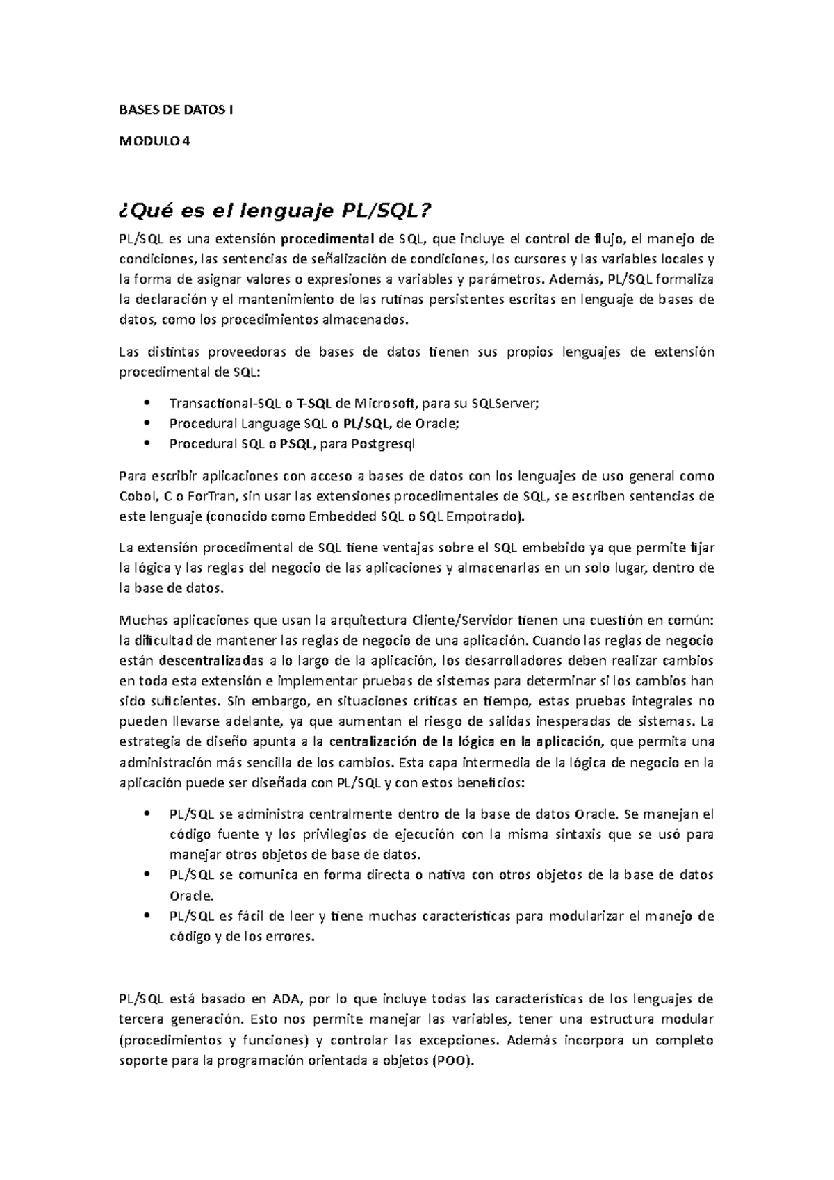 Bases DE Datos I - Modulo 4 - BASES DE DATOS I MODULO 4 ¿Qué es el ...