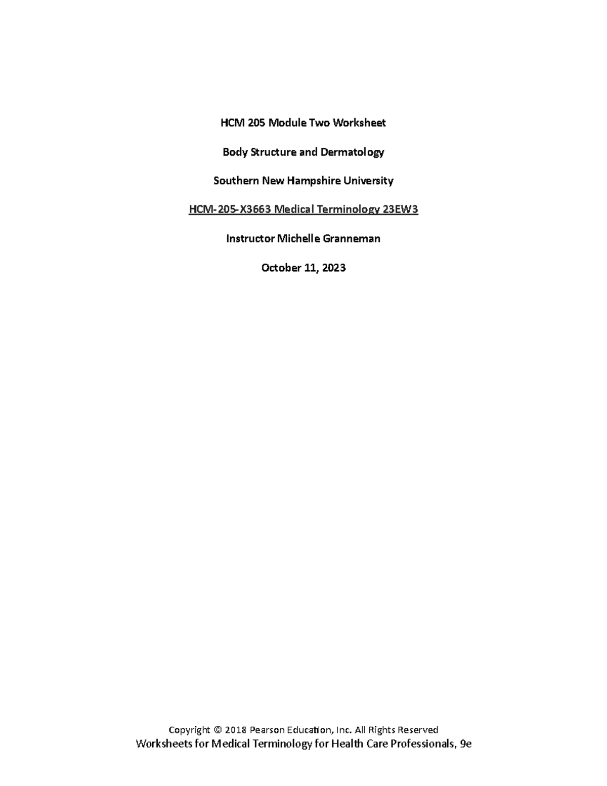 HCM 205 Module Two Worksheet - HCM 205 Module Two Worksheet Body ...