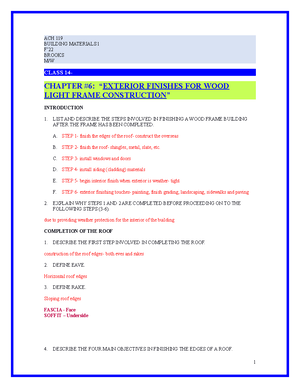 ACH 119 F'22 Building Materials l- Chapter 5 Open Outline - ACH 119 ...