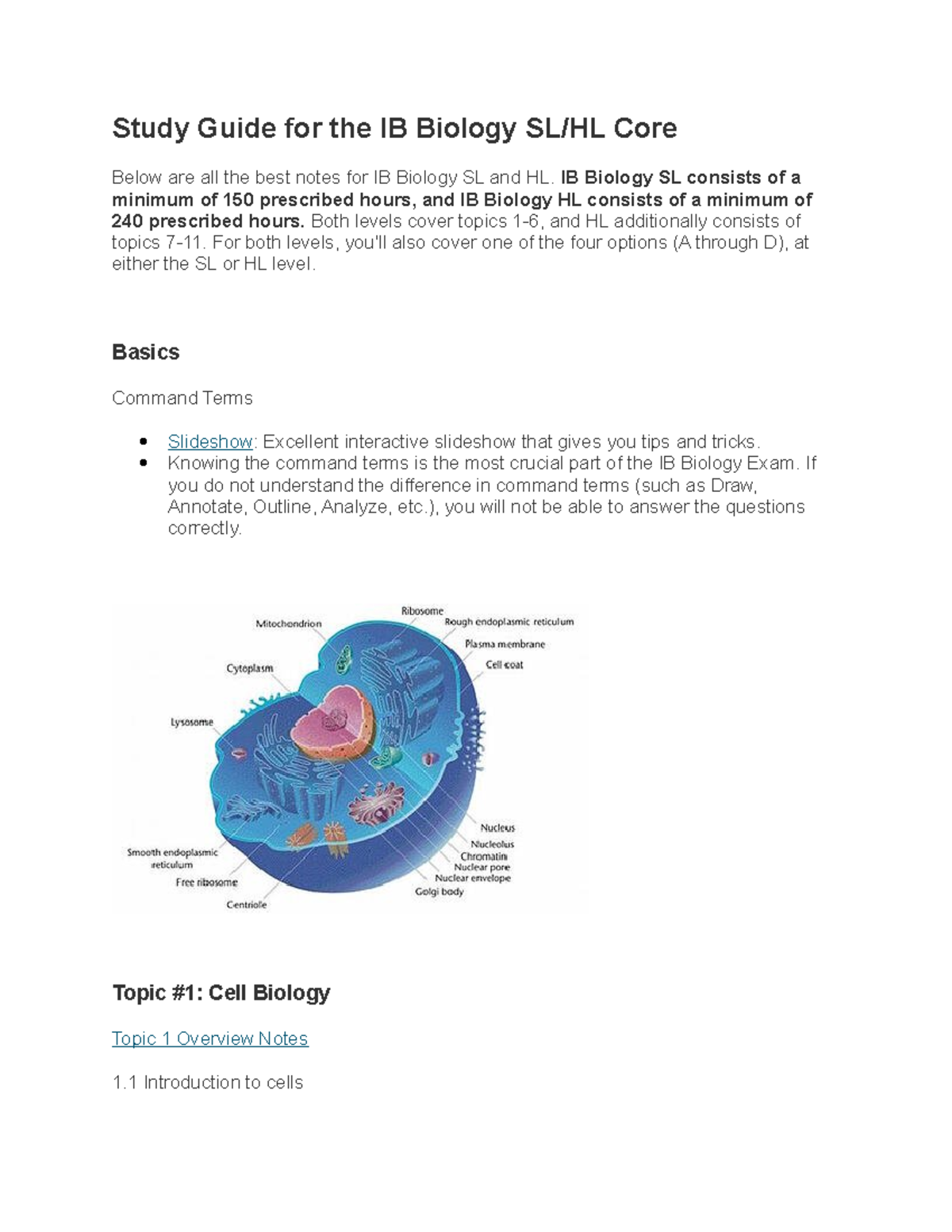 Study Guide for the IB Biology SL Core - General Studies: India and The ...