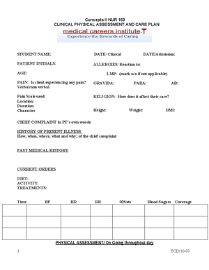 ECPI Clinical Report Sheet - ECPI University RN Program Shift Report ...