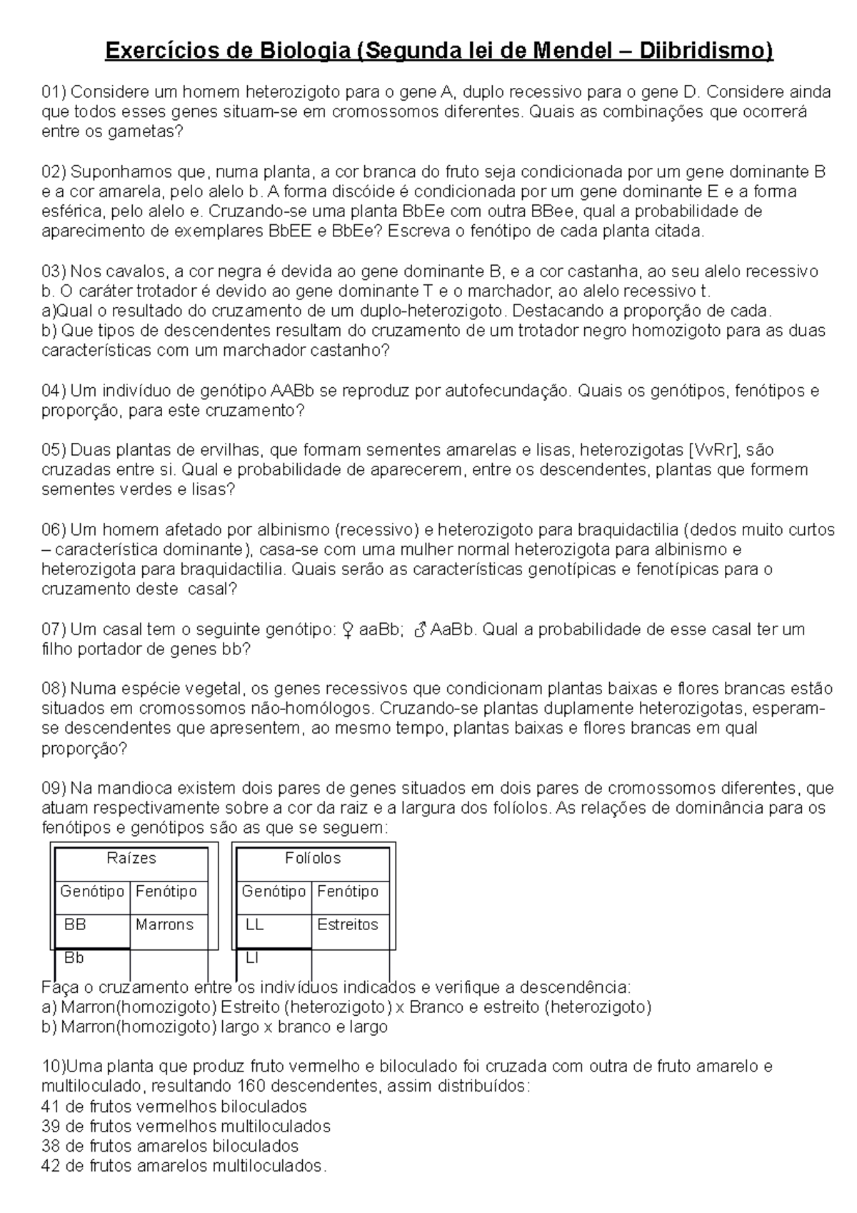 Genetica 2Leide Mendel - de Biologia (Segunda lei de Mendel Diibridismo ...