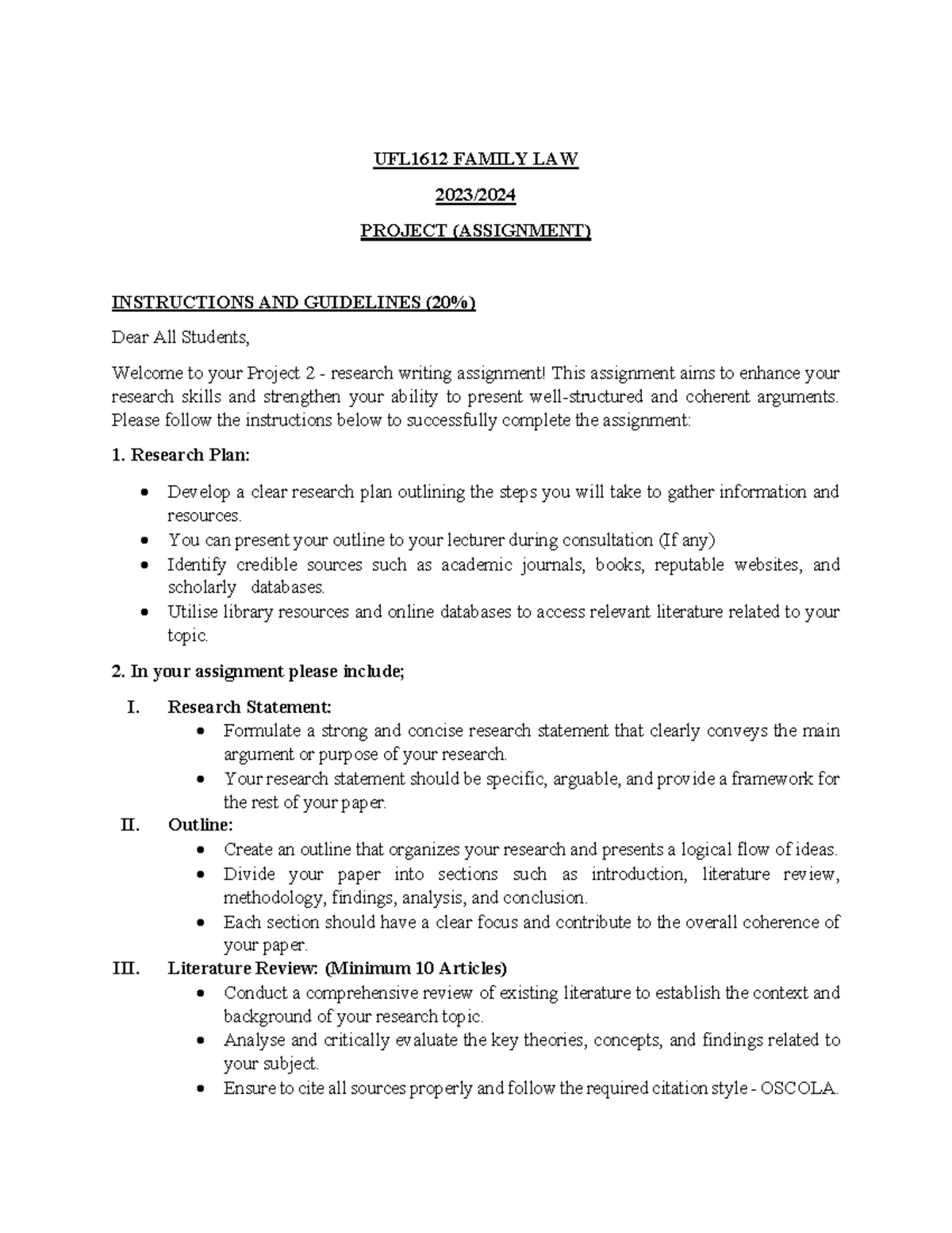 Family LAW Project Assignment - UFL1612 FAMILY LAW 2023/ PROJECT ...