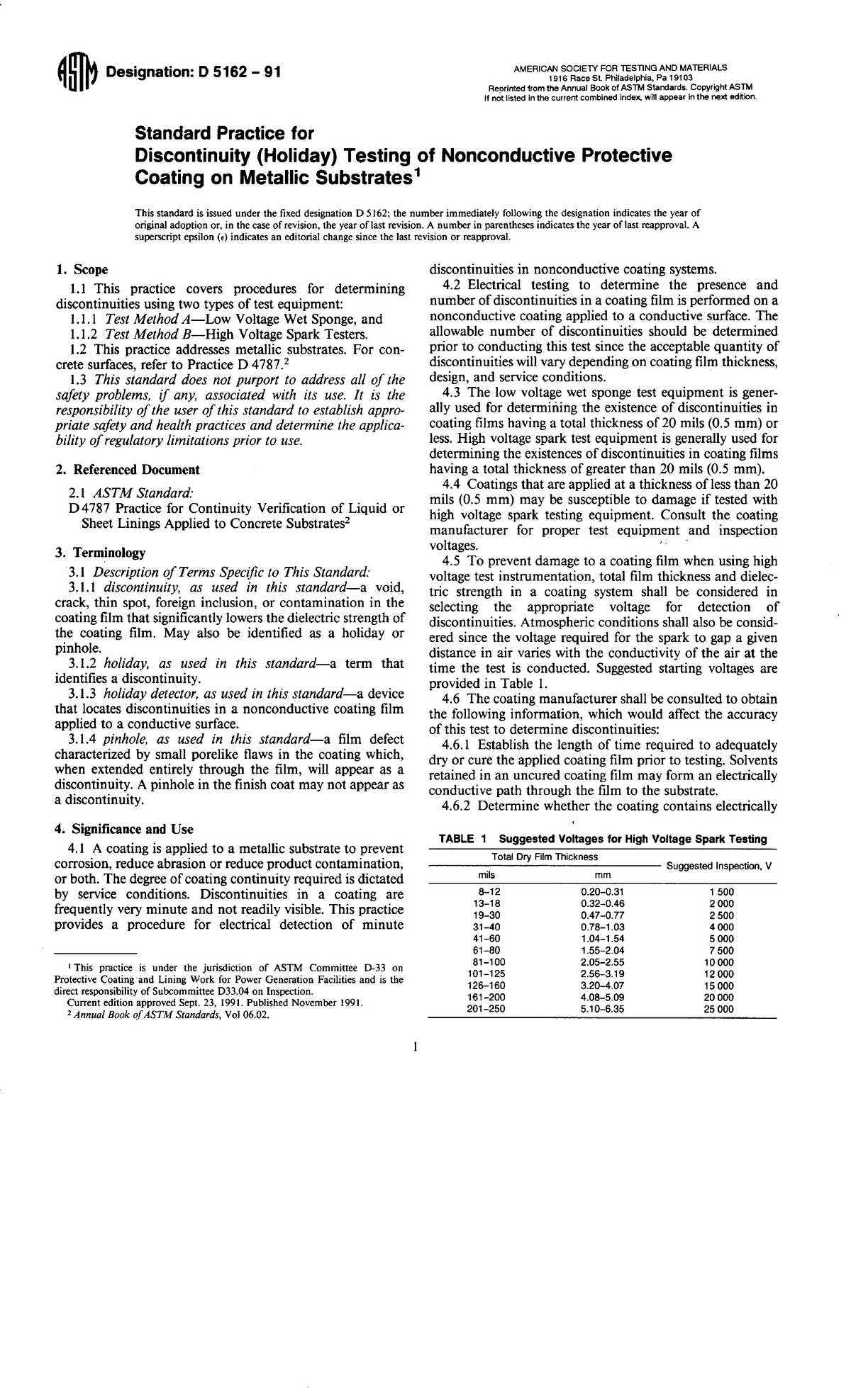 ASTM D 5162-91 Discontinuity Testing - Mechanics of Materials - Studocu