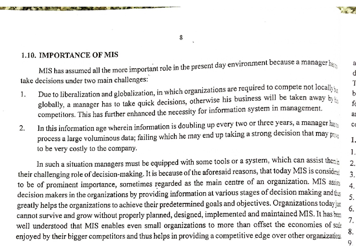 Doc 3 - Importance of management information system - Management ...