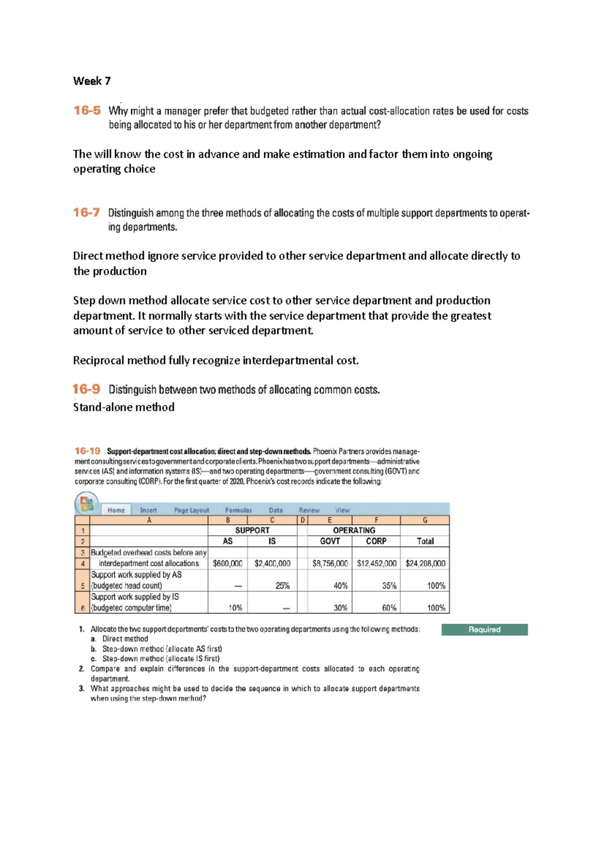 CMA Tute 6 - Work - Week 7 The will know the cost in advance and make estimation and factor them ...