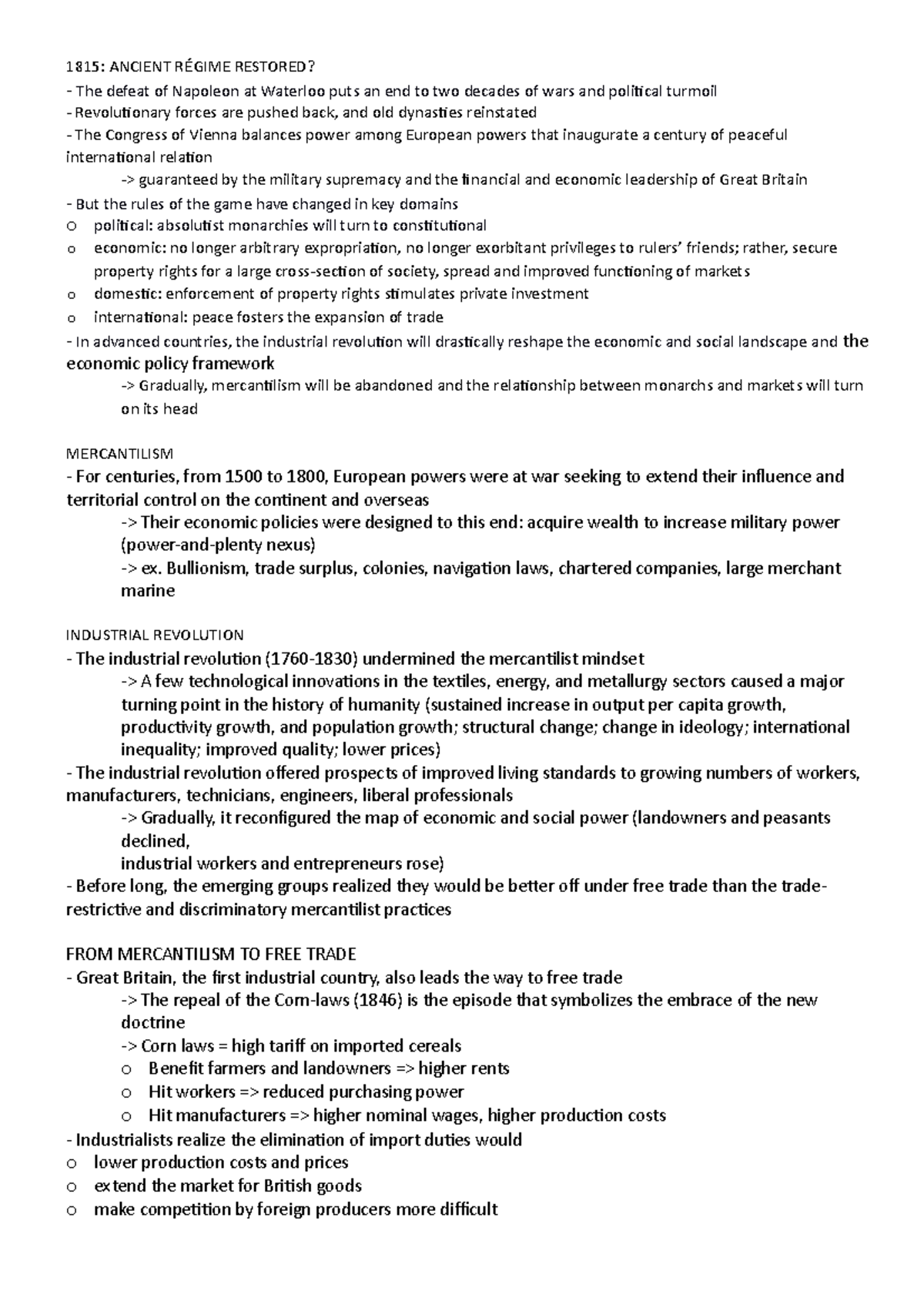 S01 - The international economy in the 19th century - 1815: ANCIENT ...
