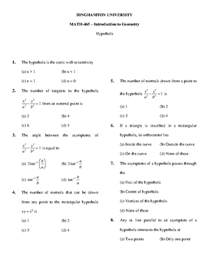 (4) The Circle - ####### BINGHAMTON UNIVERSITY MATH-465 – Introduction ...