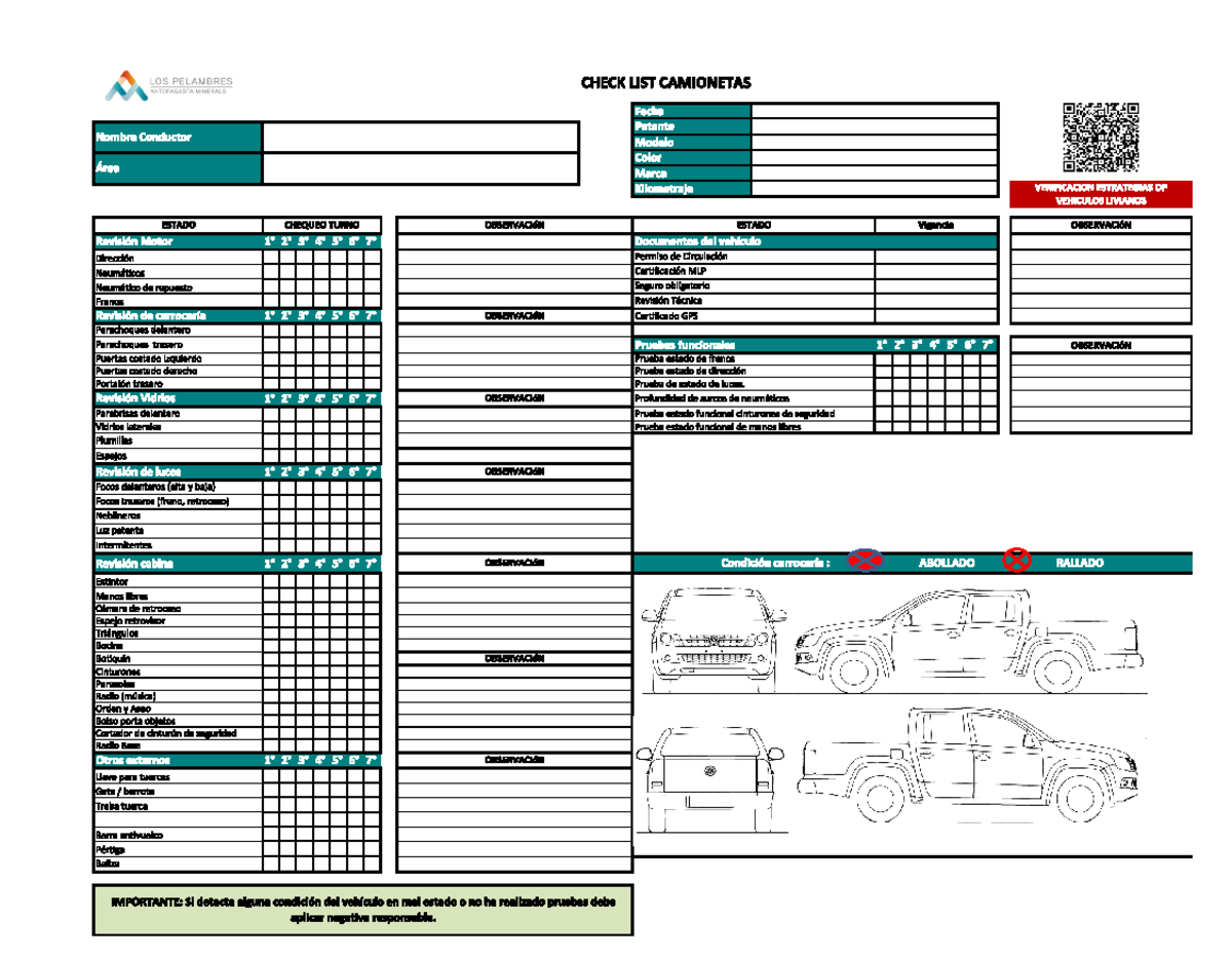 Check list de vehiculo liviano para estudiantes - prevencion de riesgos ...