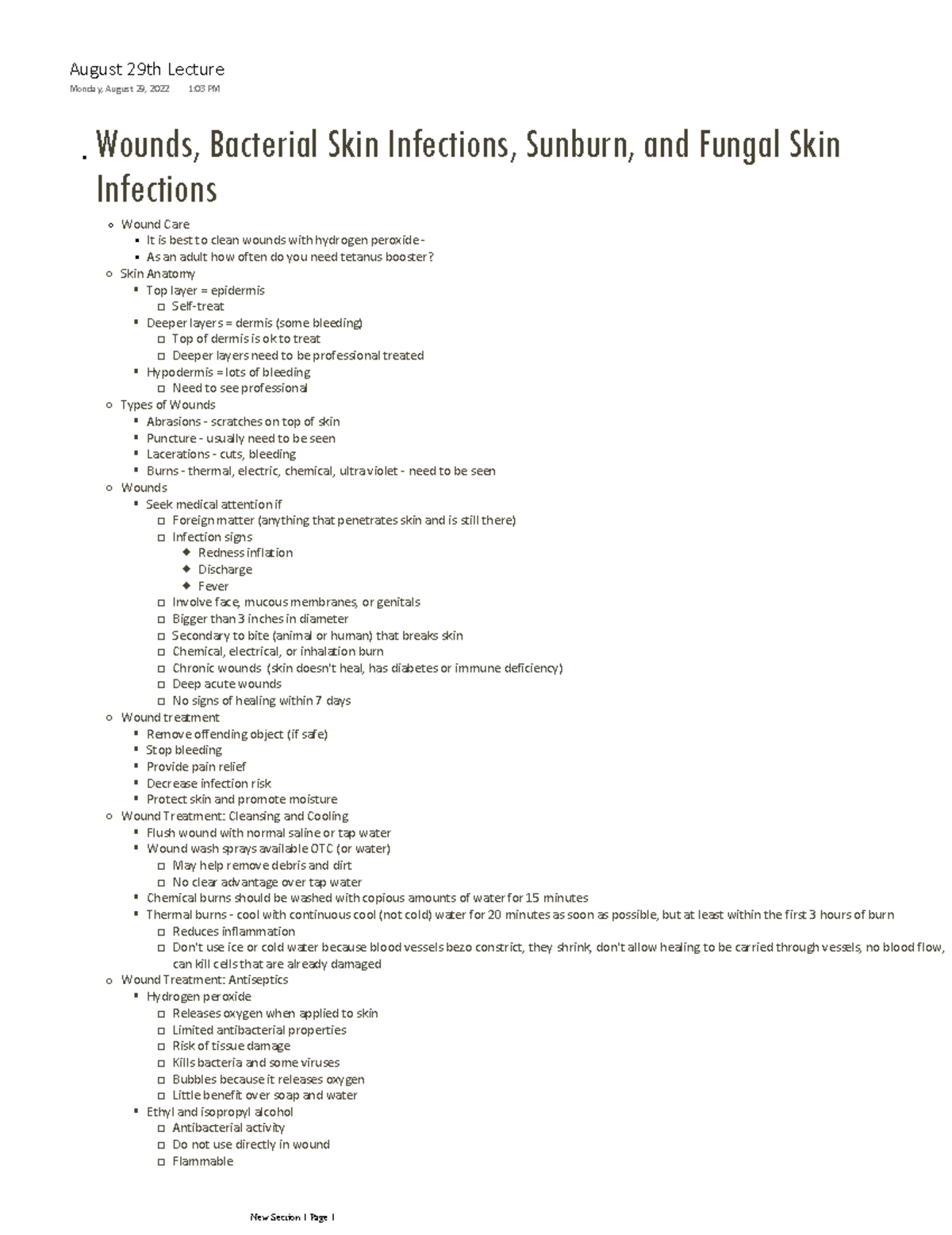 August 29th Lecture - Wounds, Bacterial Skin Infections, Sunburn, and ...