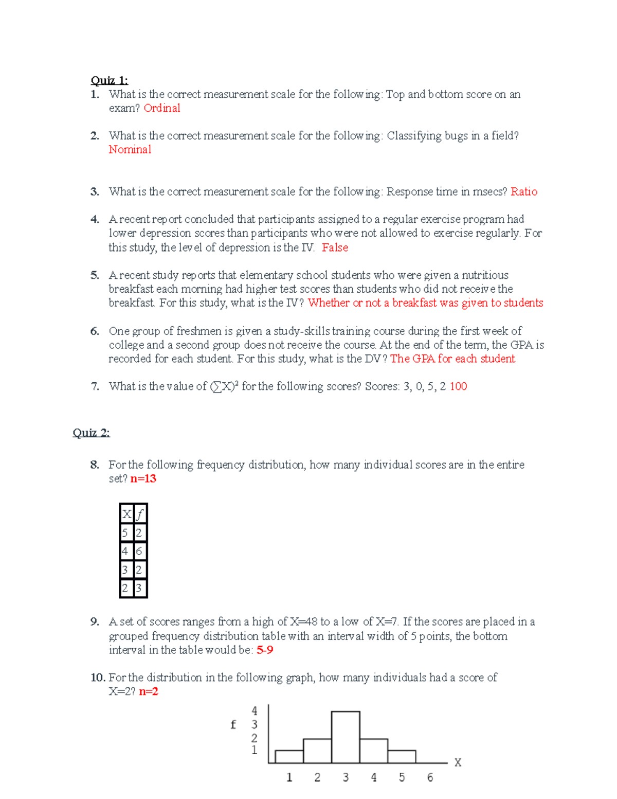 Quizzes - Quiz prep - Quiz 1: 1. What is the correct measurement scale ...