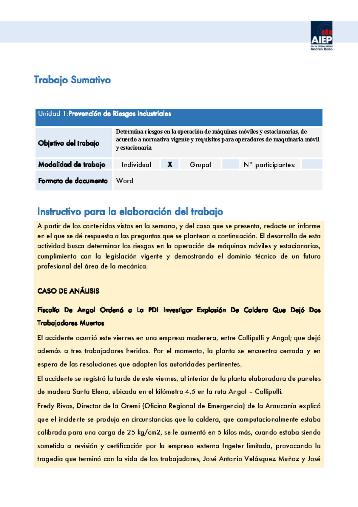 VF GCS001 Actividad Práctica A Semana 2 - Trabajo Sumativo Instructivo para la elaboración del ...