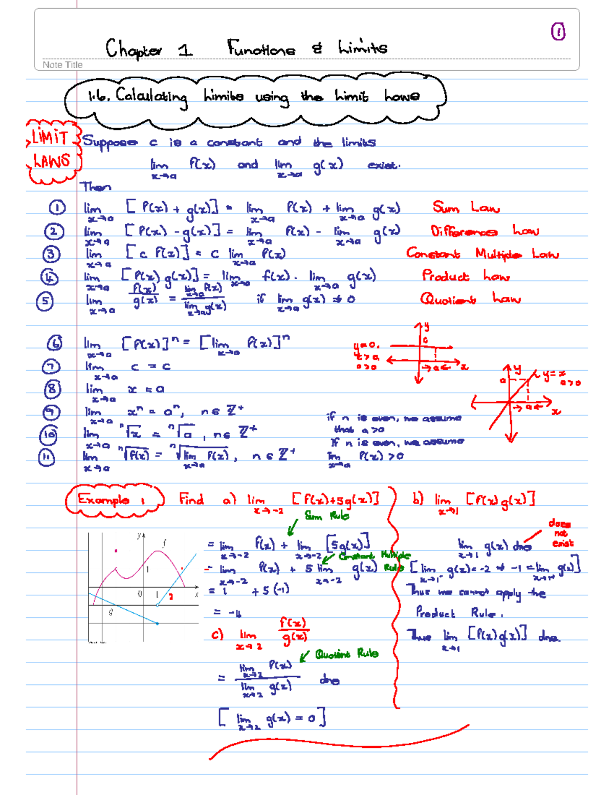 Limits 2 - help you to study - I Chapter 1 Functions Limits Note Title lib, Calculating Limits ...