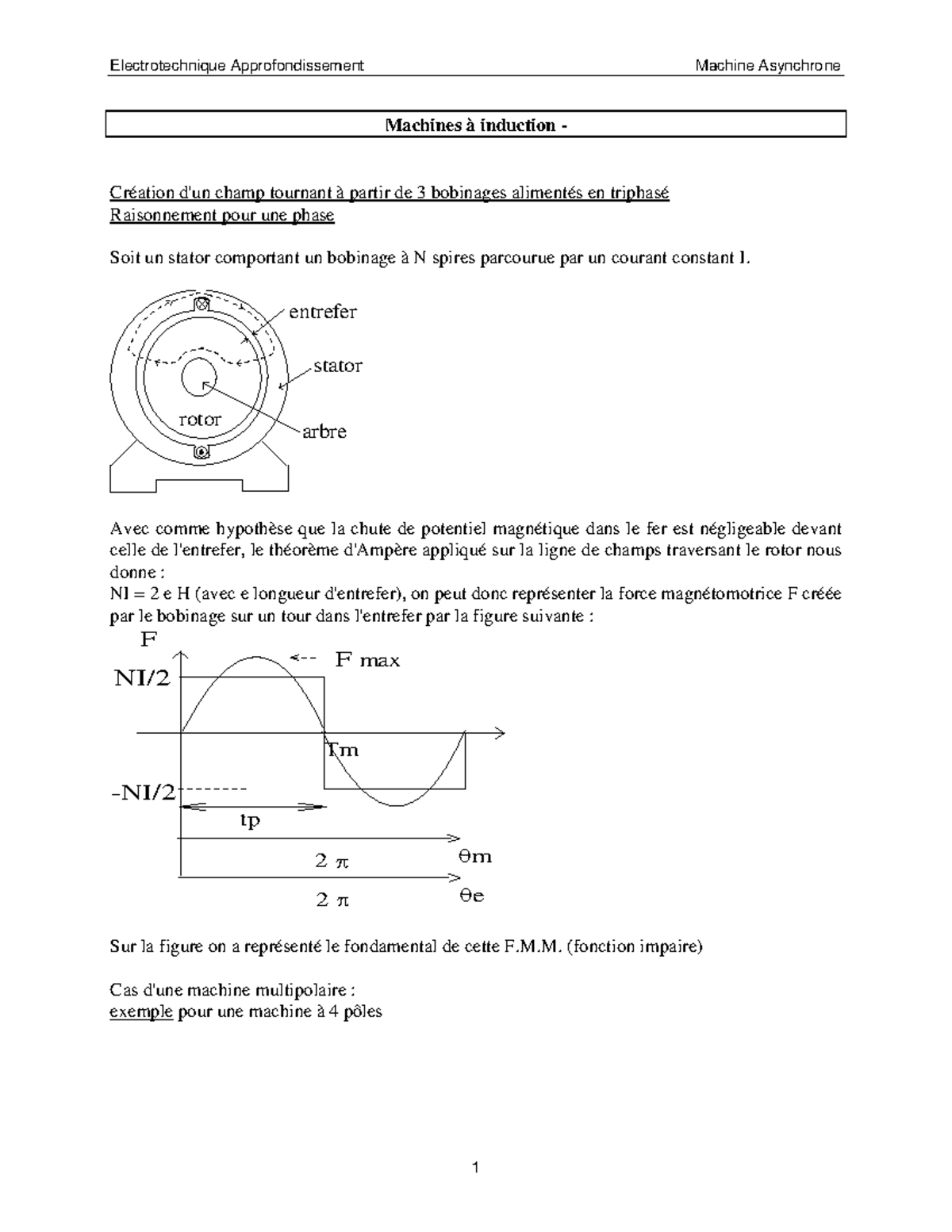 Asynchr - Machines à induction - Création d'un champ tournant à partir ...