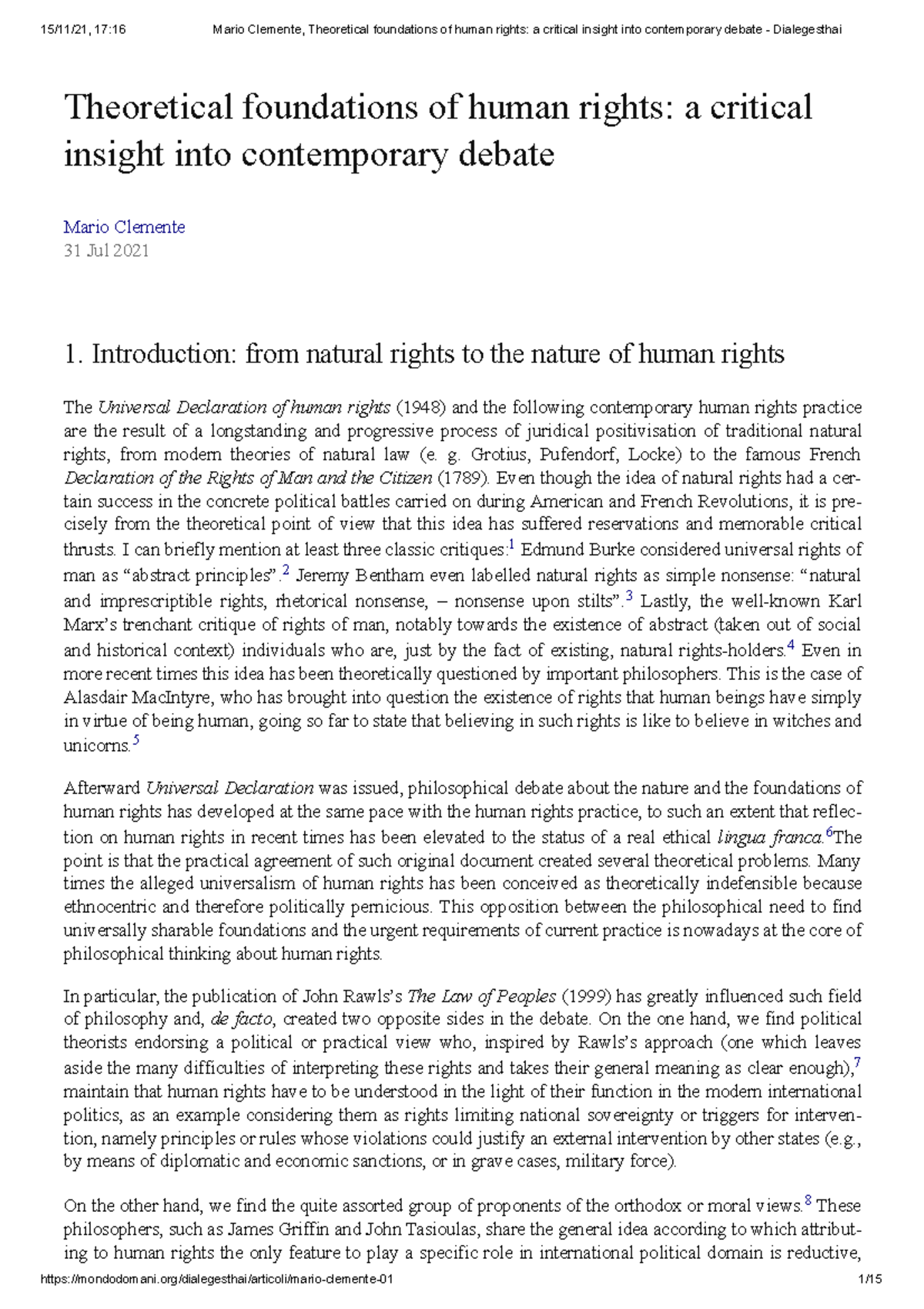 Theoretical foundations of human rights - Introduction: from natural ...