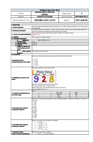 DLP-Evaluation - Detailed Lesson Plan - Comments & suggestions on DLP ...