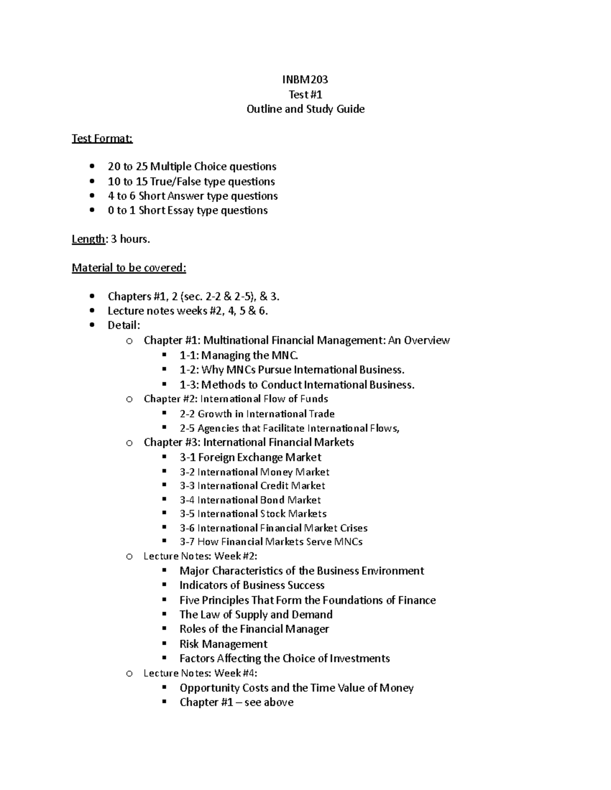 SLC-INBM203F21-test #1-outline and study guide - INBM203Test # Outline ...