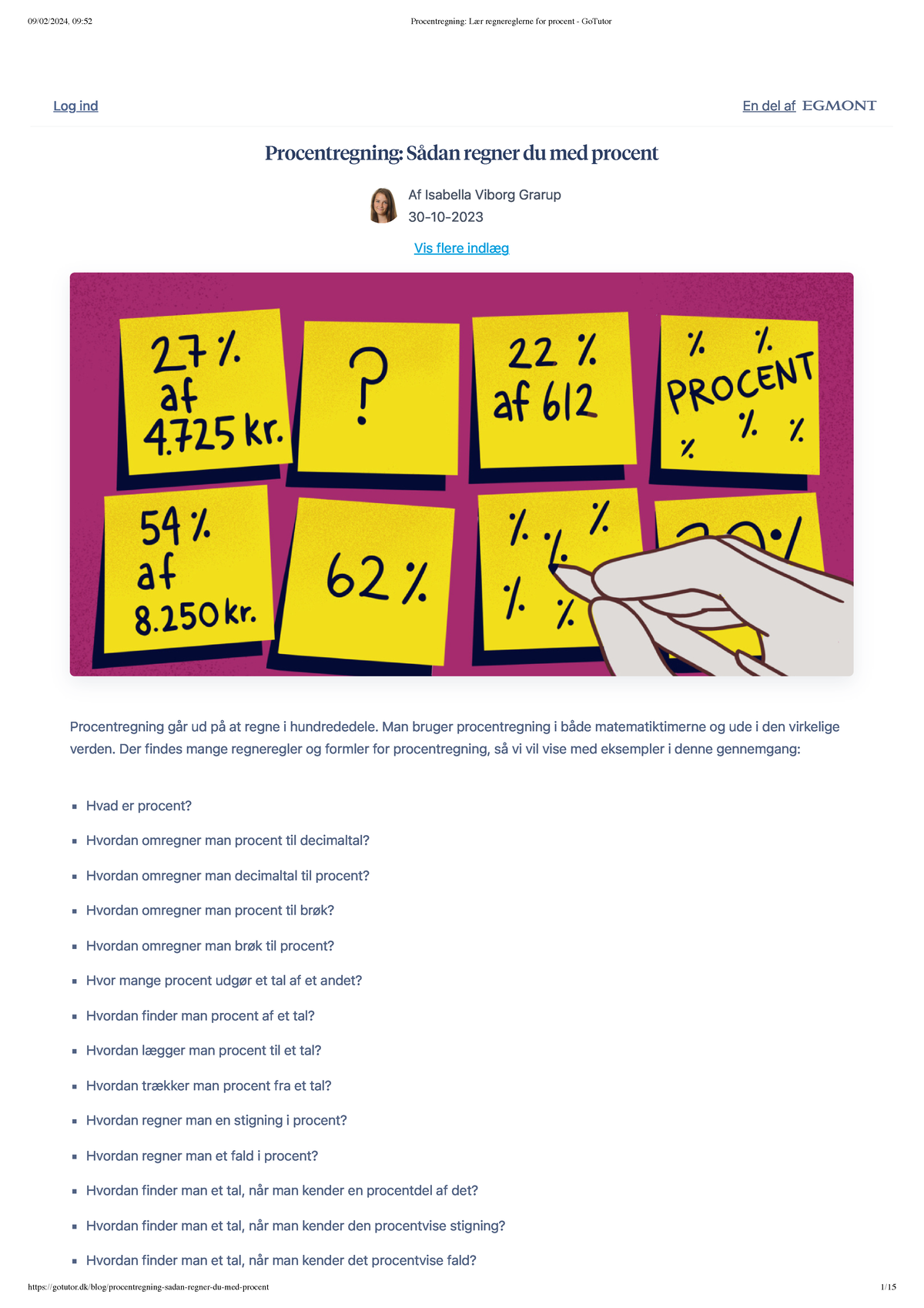 Procentregning Lær regnereglerne for procent - Go Tutor ...