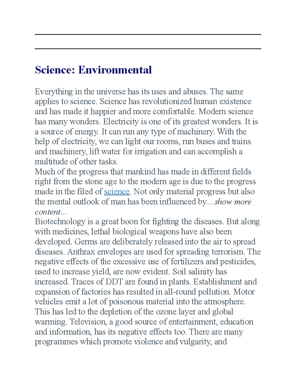 Science - lecture notes lecture - Science: Environmental Everything in ...