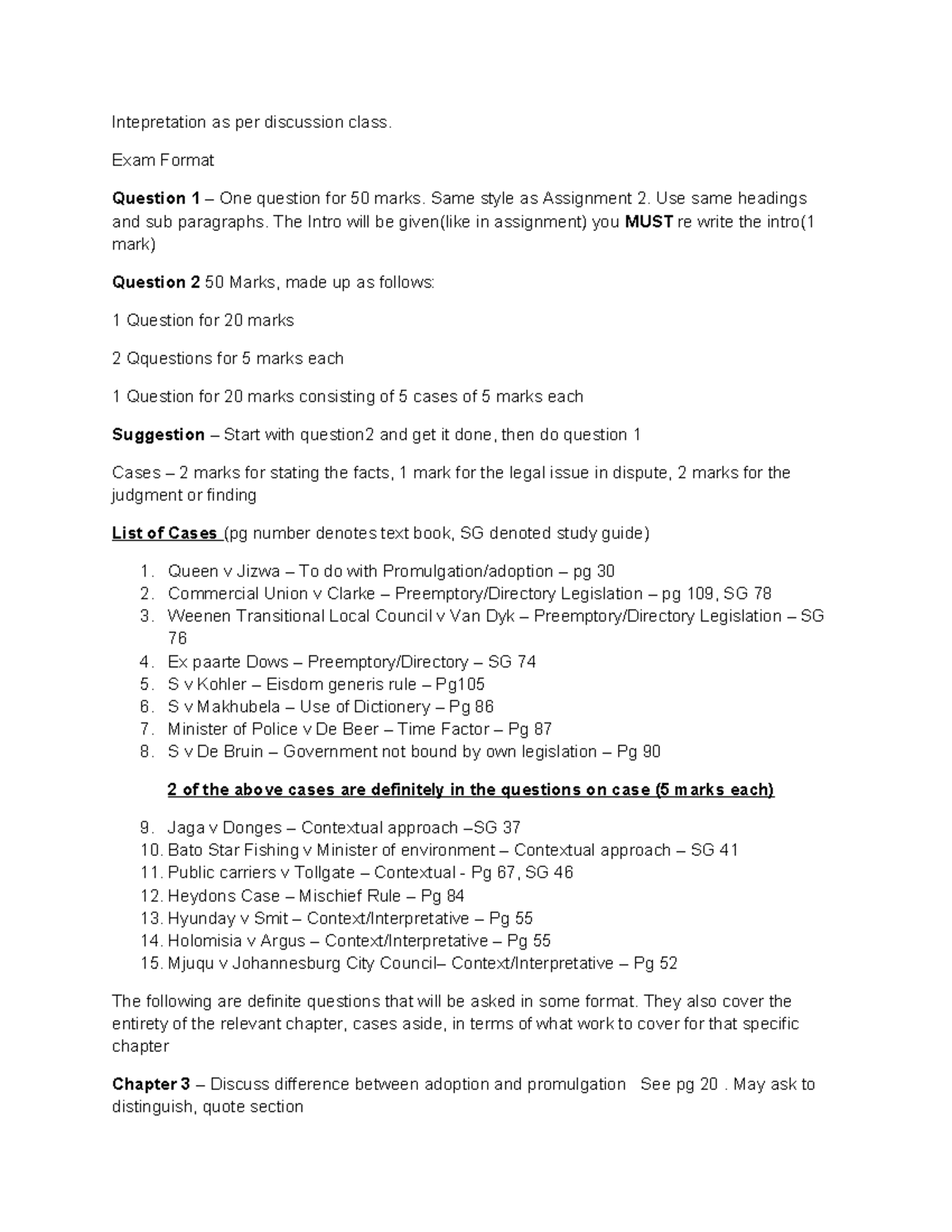 IOS2601 Intepretation Exam Question 2010 - Intepretation as per ...