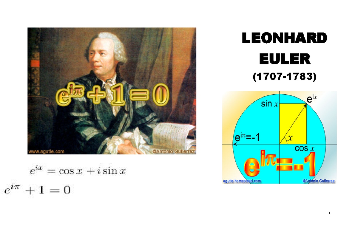 Math report 18th century - LEONHARD EULER (1707-1783) He was a Swiss ...