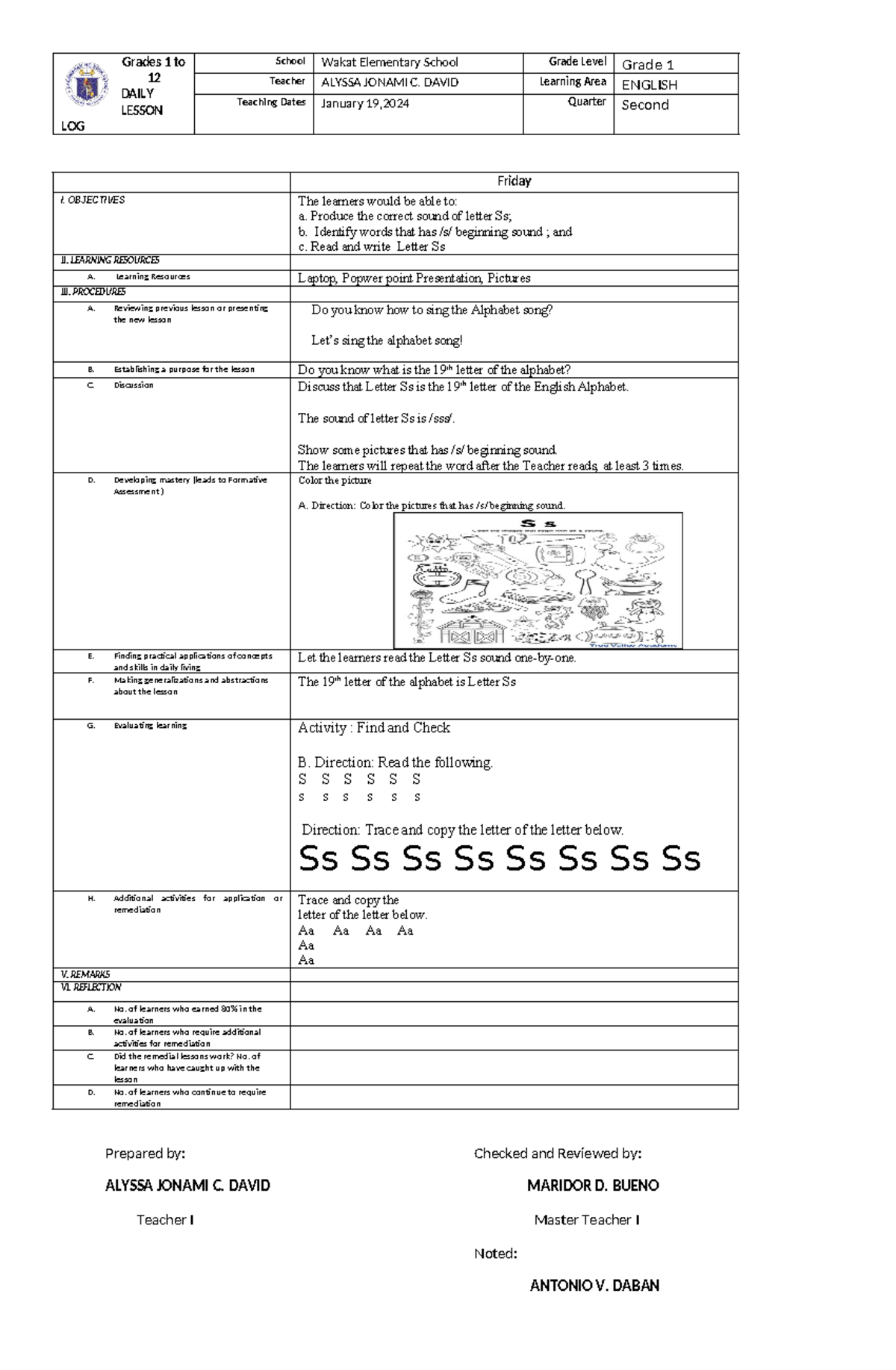 English Catch-UP - Reading Materials - Grades 1 to 12 DAILY LESSON LOG ...