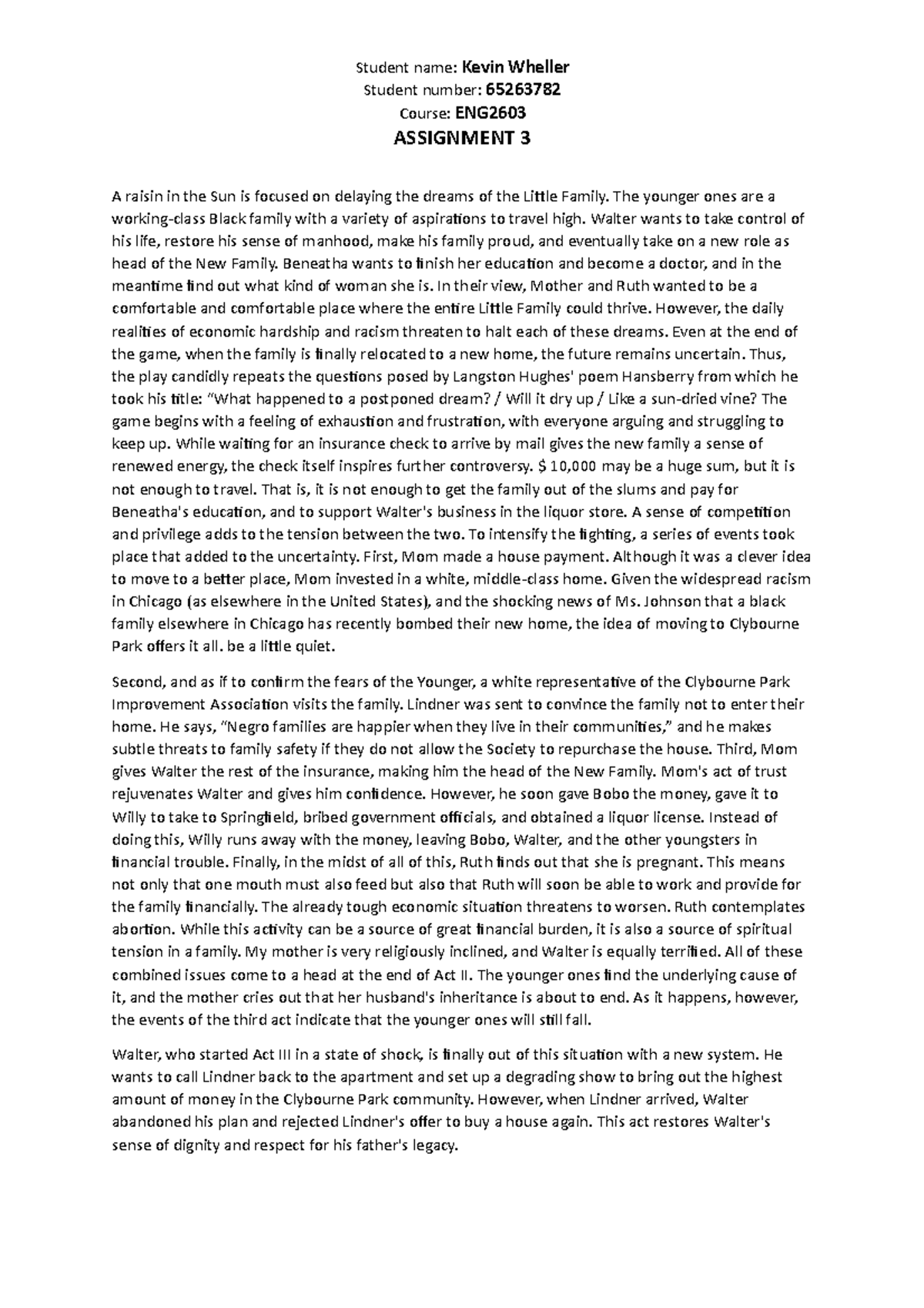 ENG2603 Assignment 2 - Student number: 65263782 Course: ENG ASSIGNMENT ...