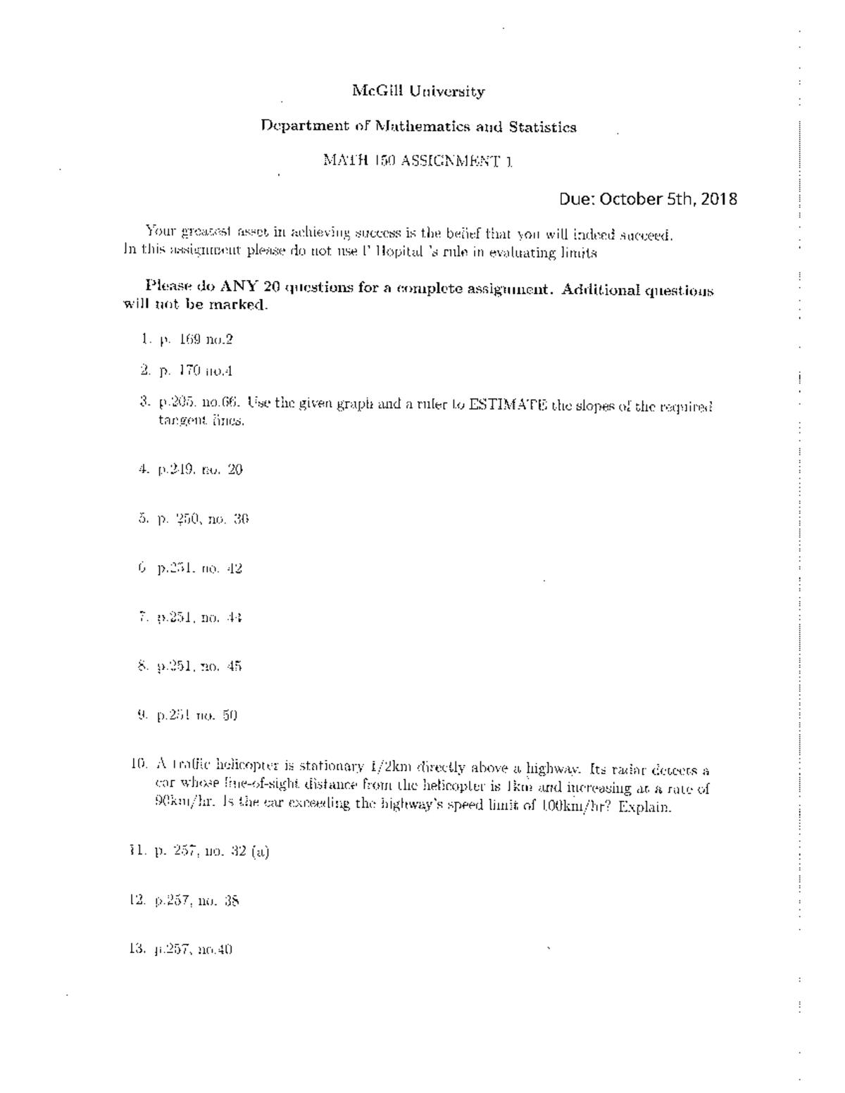 MATH 150 Assignment 1 2 - ers A, B, and C with apparently equally good ...