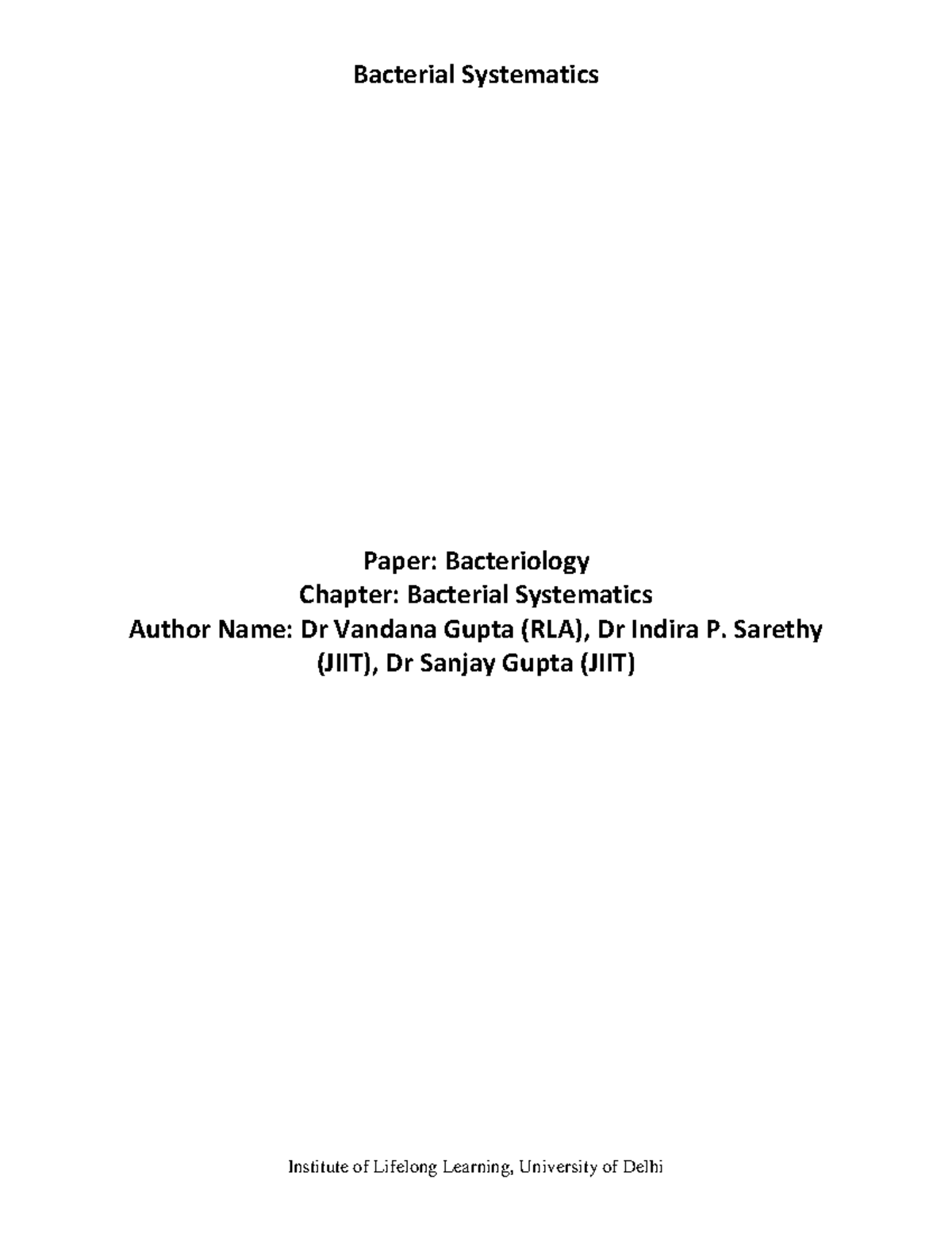 Bacterial Systematics - Paper: Bacteriology Chapter: Bacterial ...