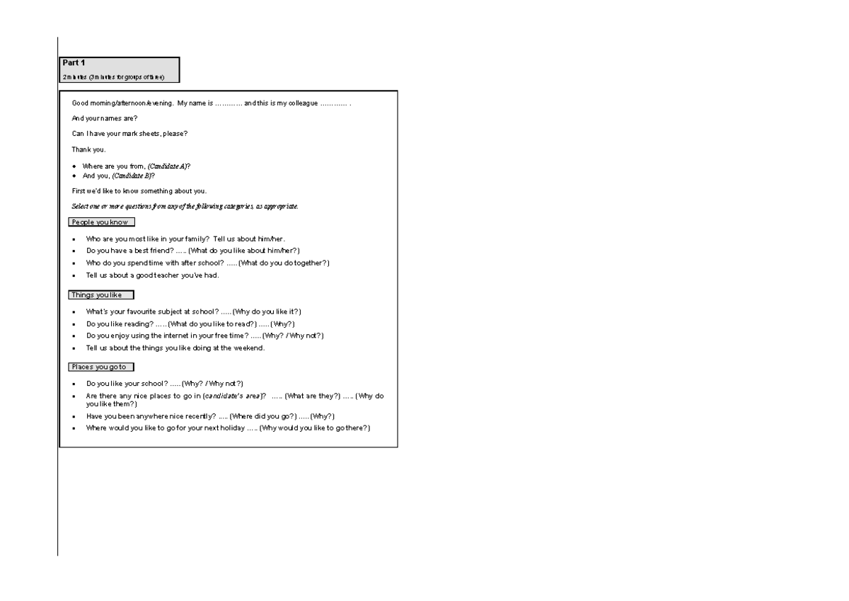 Cambridge english first for schools sample paper 1 speaking - Part 1 2 ...