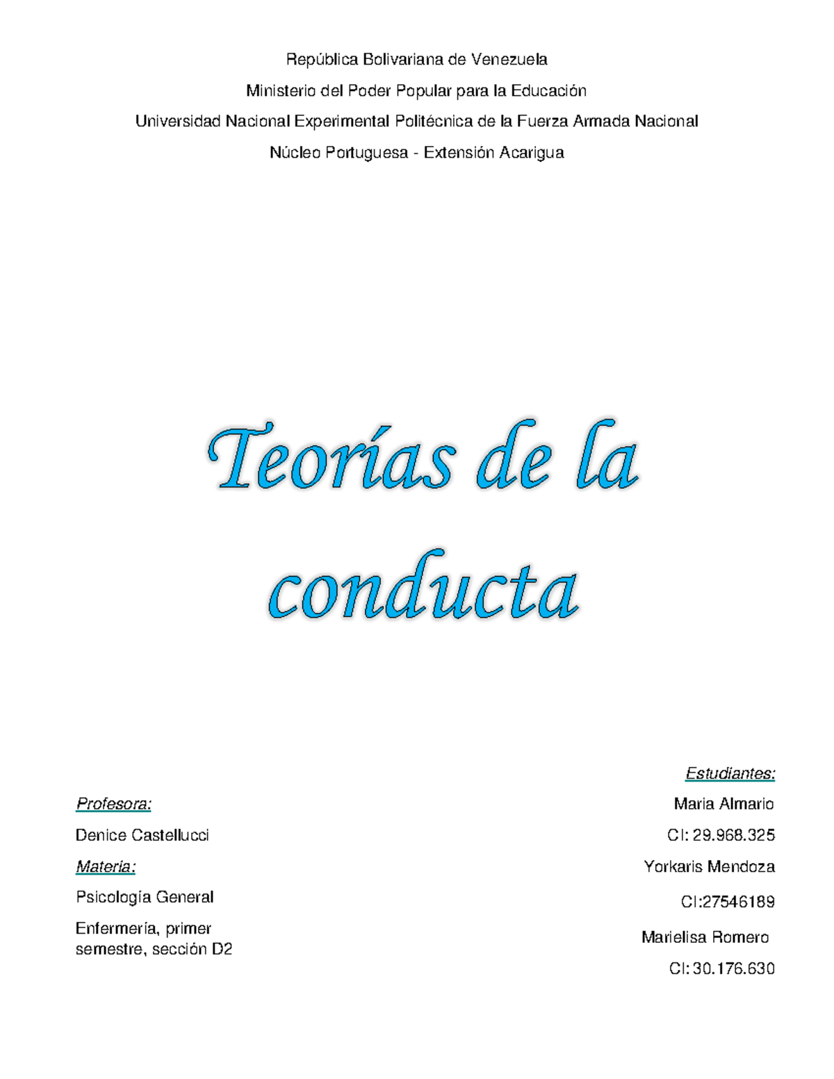 Infografias de teorias de la conducta - Maria Almario, Yorkaris Mendoza ...