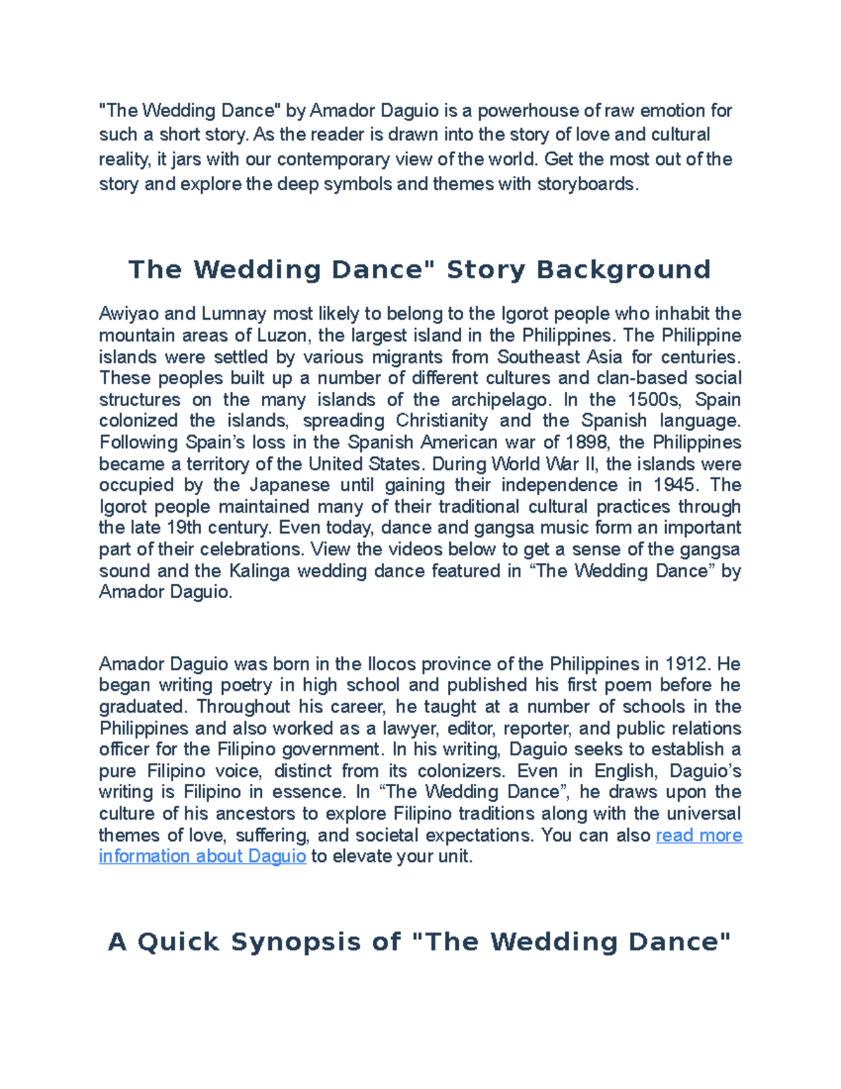 The Wedding Dance - to learn literature - "The Wedding Dance" by Amador ...