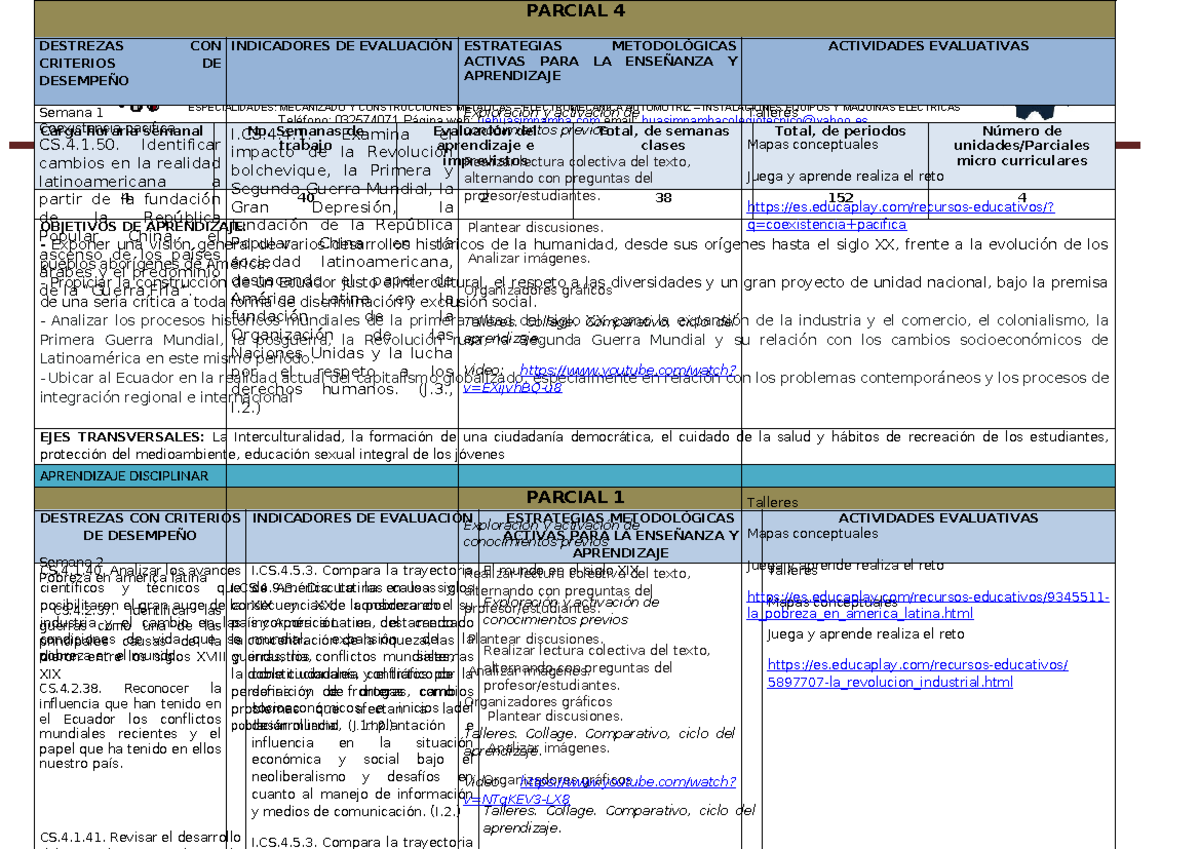 PCA EESS 10MO B - informes - UNIDAD EDUCATIVA “HUASIMPAMBA” ESPECIALIDADES: MECANIZADO Y - Studocu