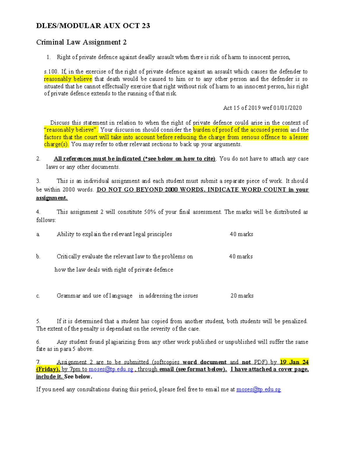 2. Criminal Law DLES Modular Assignment 2 OCT 2023 - DLES/MODULAR AUX ...