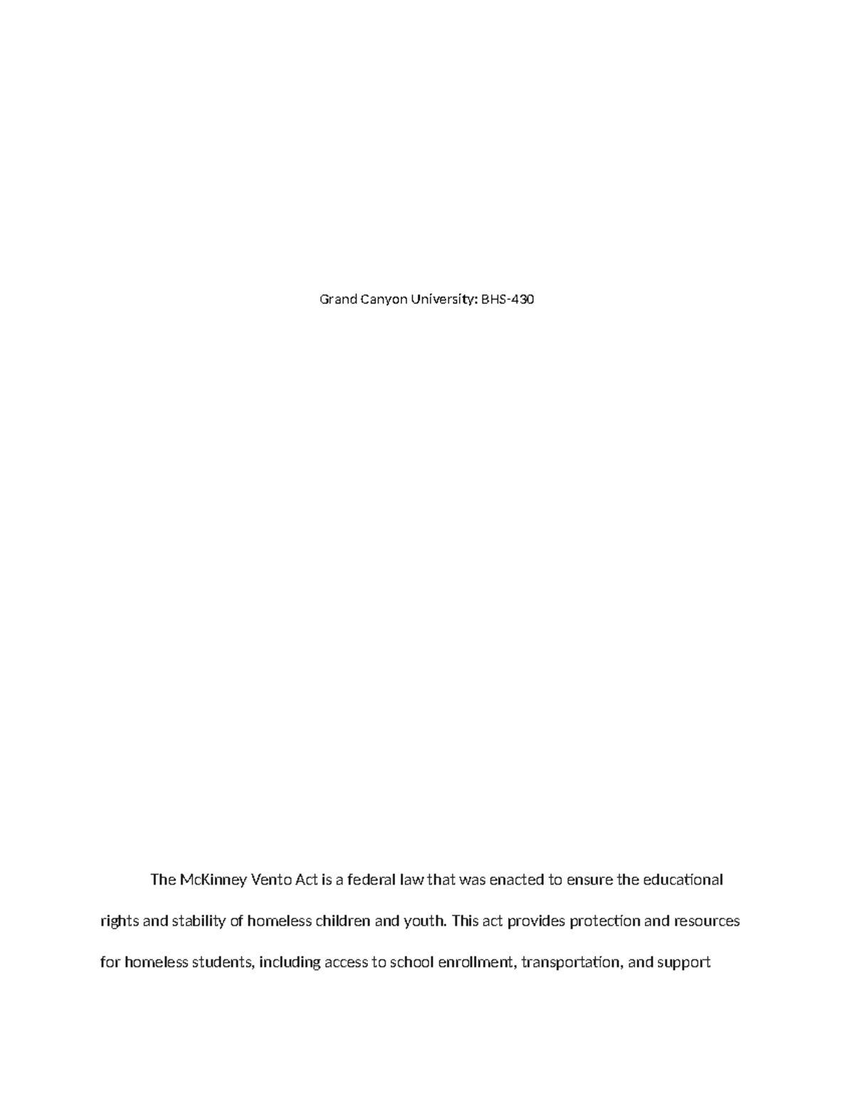 Document 49 - Essay last week - Grand Canyon University: BHS- The ...