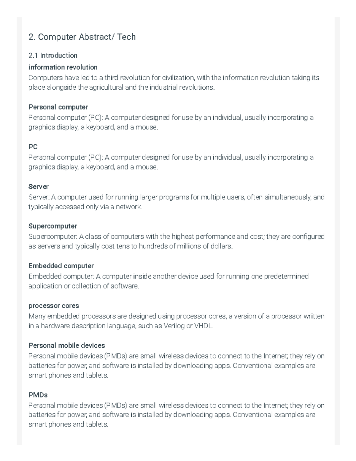 C952 - Computer Architecture glossary (58pg) - 2. Computer Abstract ...