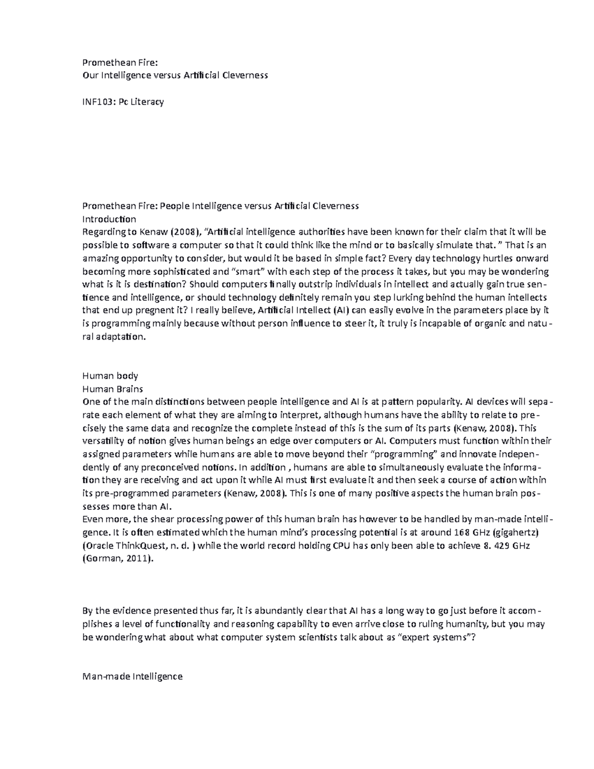 INF 103 Promethean Fire Computer Literacy Final Paper Human ...