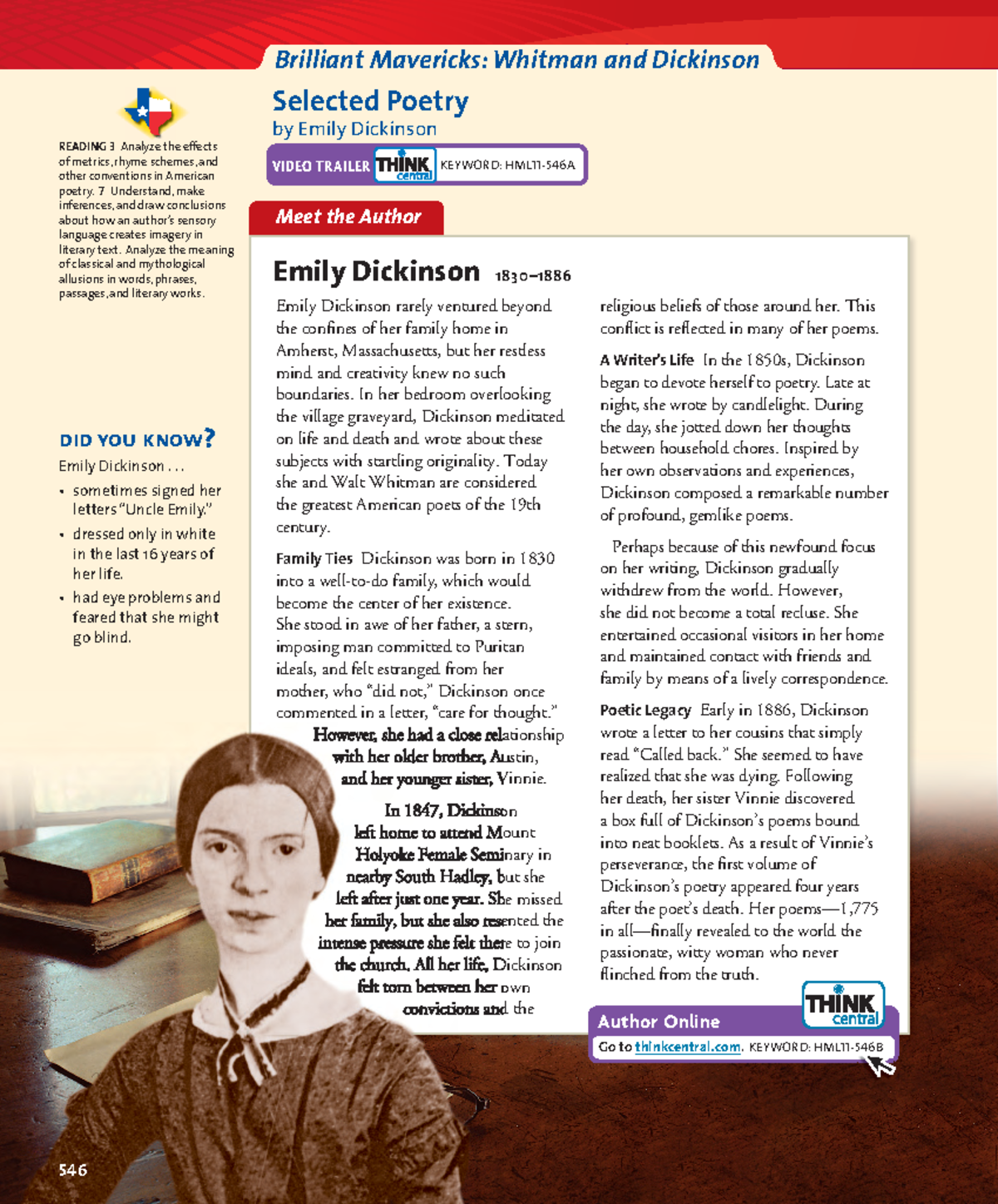 Emily Dickinson The Poet - Brilliant Mavericks: Whitman and Dickinson ...
