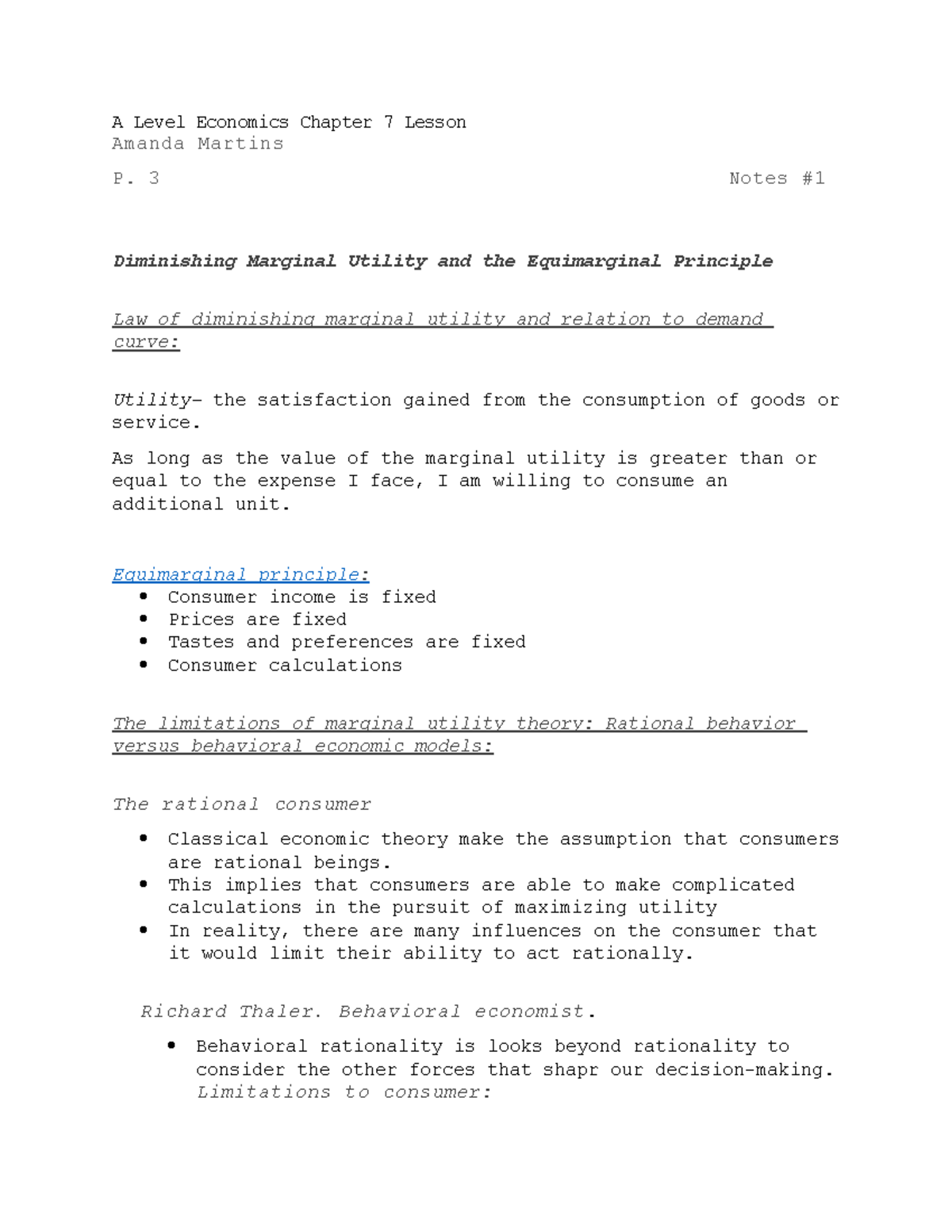 Chapter 7 lesson notes - A Level Economics Chapter 7 Lesson Amanda ...