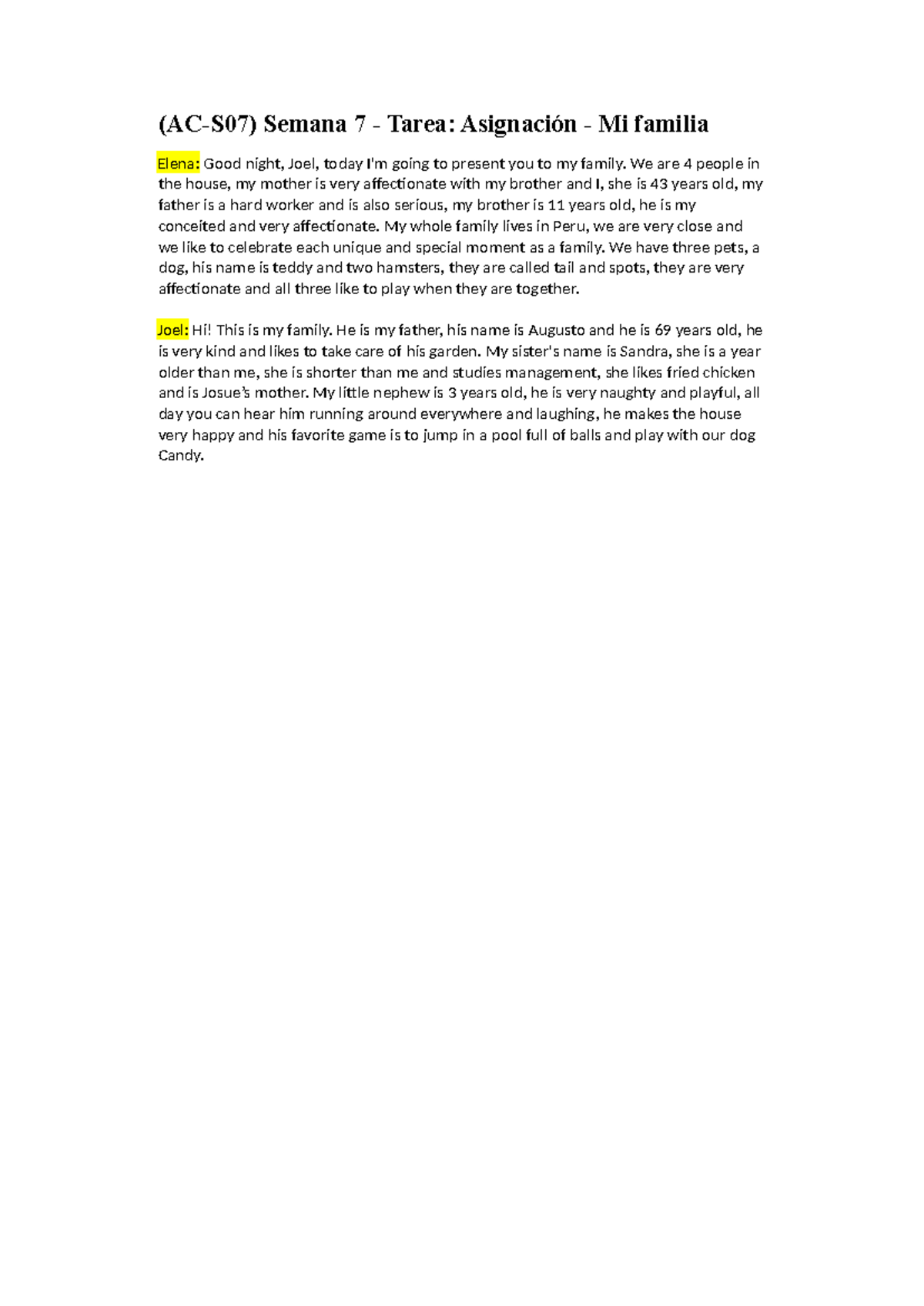 Semana 7 my family ejercicios obligatorios - (AC-S07) Semana 7 - Tarea ...