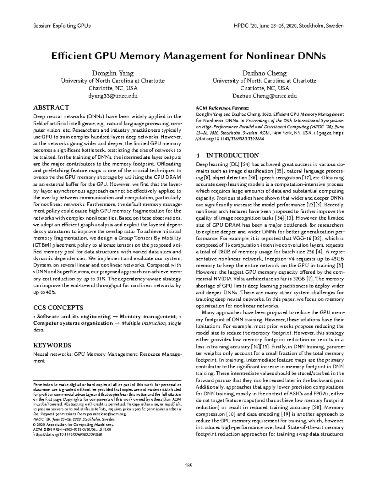 OS-CRP - Operating system course reasearch paper - Efficient GPU Memory Management for Nonlinear ...