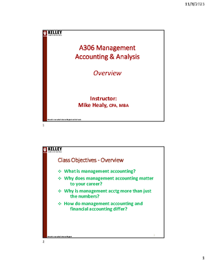 A306 Disc Handout Chapter 1 - A306 – Management Accounting & Analysis ...