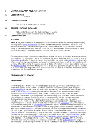 Module-Comp ME 1-02 Midterm - I. UNIT TITLE/CHAPTER TITLE: NUMBER ...