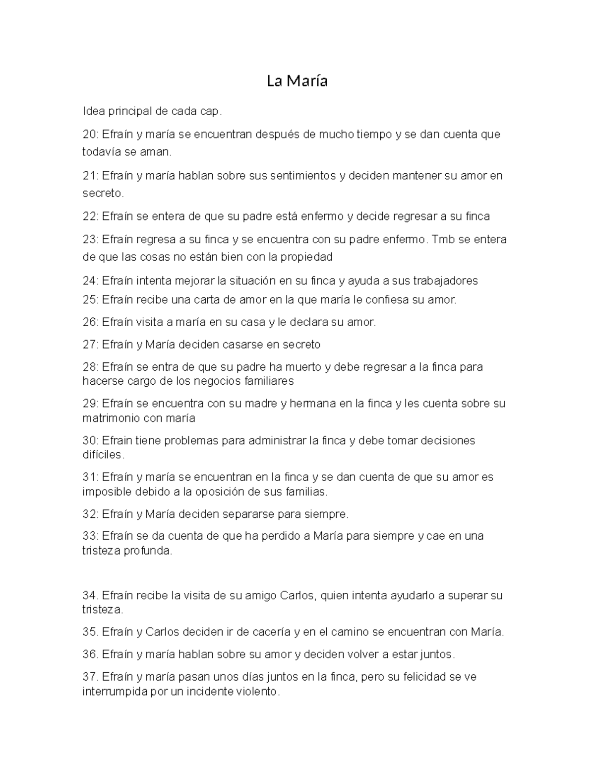 La María resumen de lectura - La María Idea principal de cada cap. 20 ...