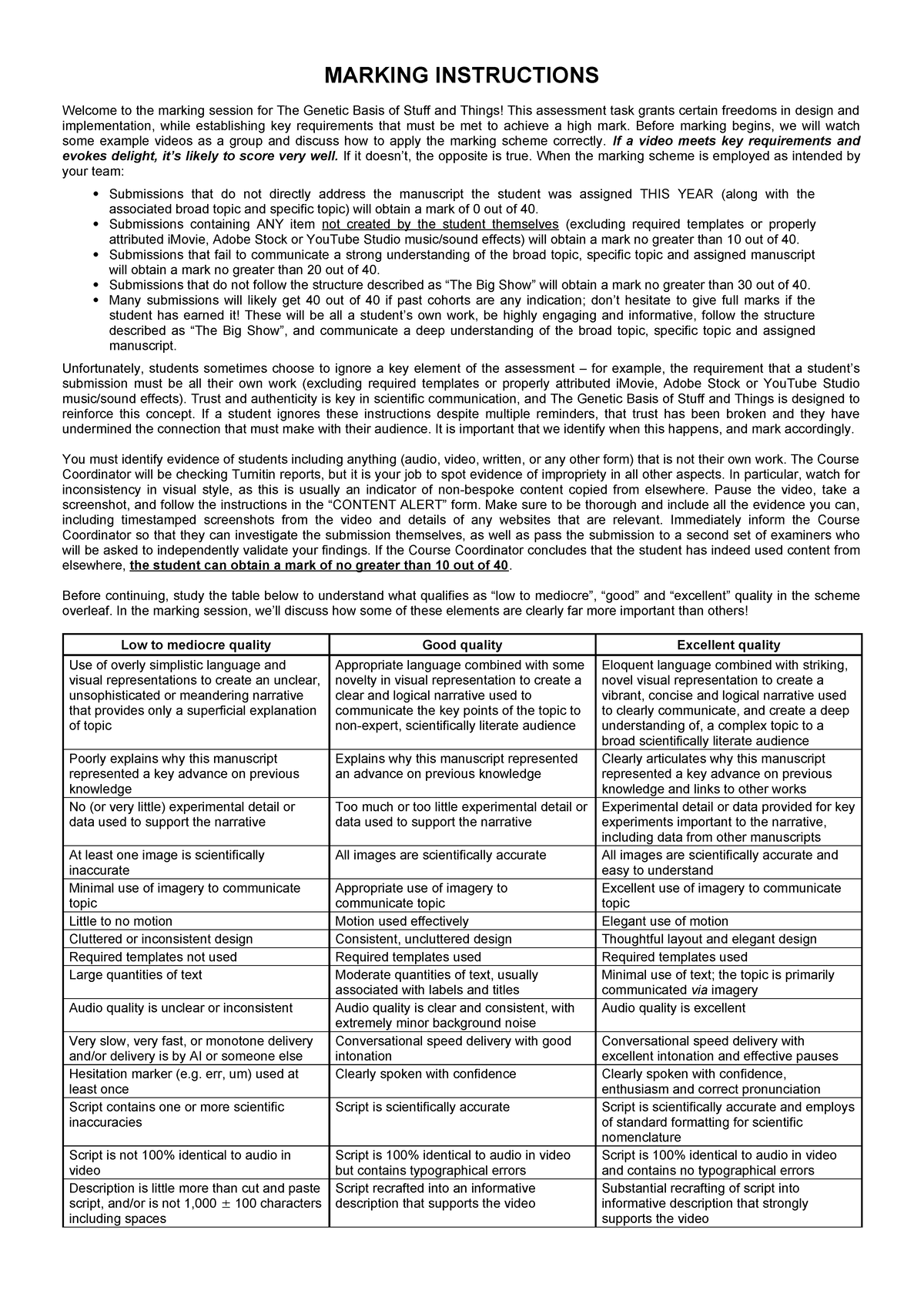 Marking Guide - MARKING INSTRUCTIONS Welcome to the marking session for ...