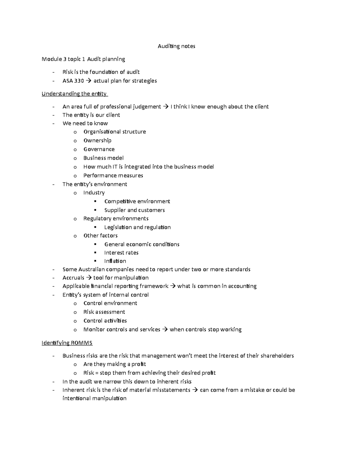 Auditing notes Complete - Auditing notes Module 3 topic 1 Audit ...
