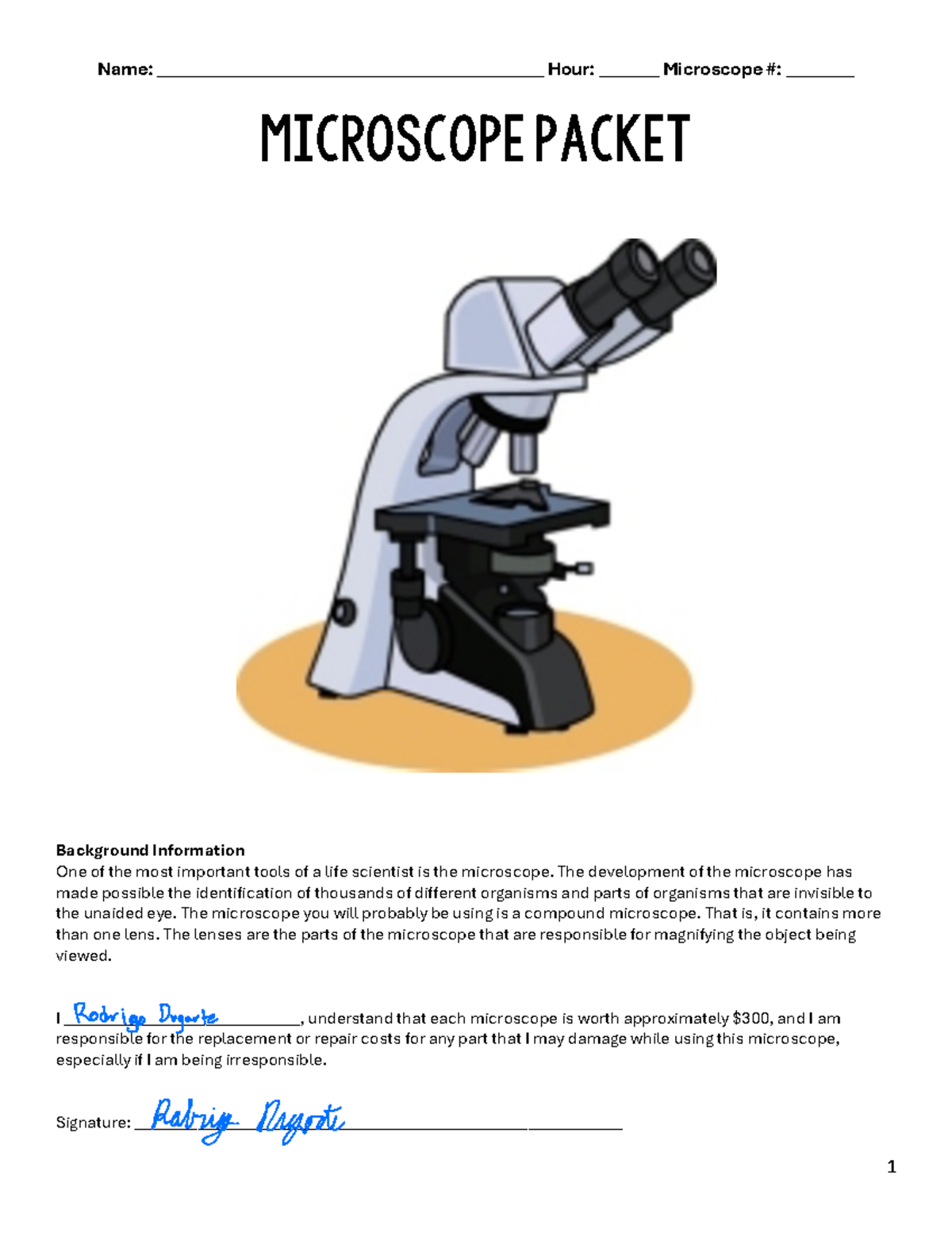 Microscope Packet - What’s in a leaf - Name